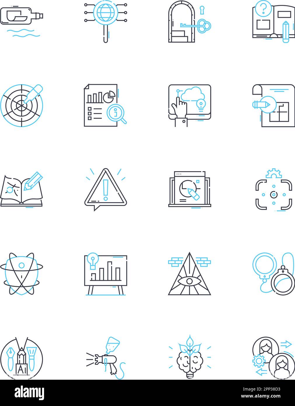 Inspiration and imagination linear icons set. Creativity, Vision, Muse ...