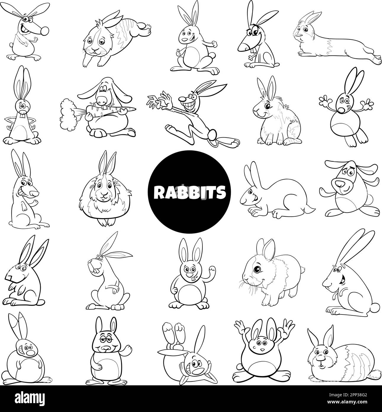 Cartoon illustration of rabbits animal characters big set Stock Vector ...