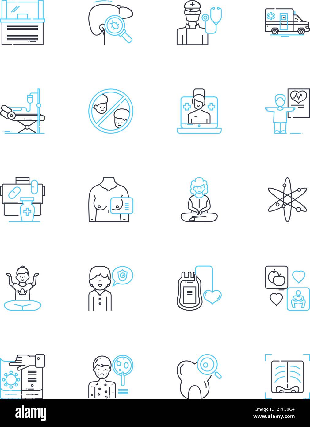 Sanatorium linear icons set. Isolation, Asylum, Rehabilitation, Therapy ...