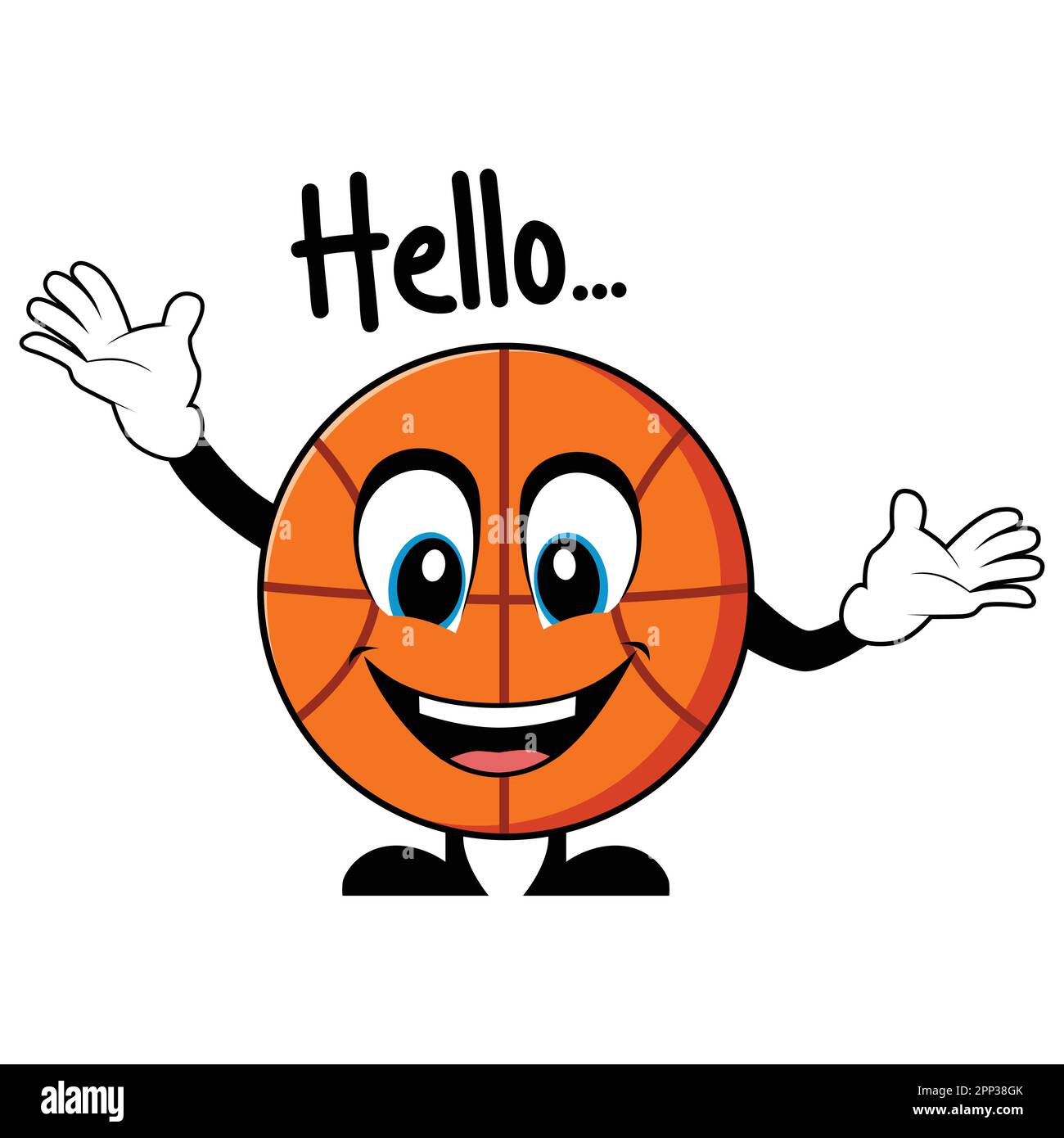 Basketball cartoon character saying hello. Mascot Character vector ...