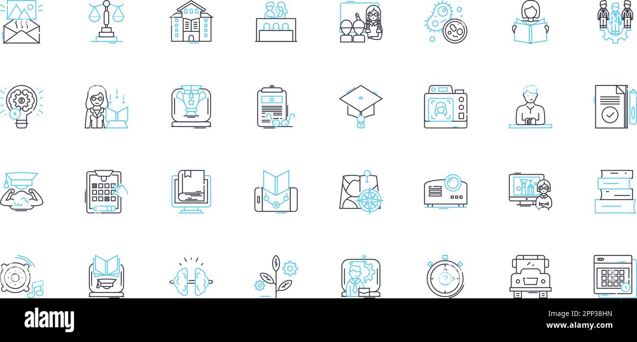Expertise linear icons set. Knowledge, Skill, Proficiency, Mastery ...