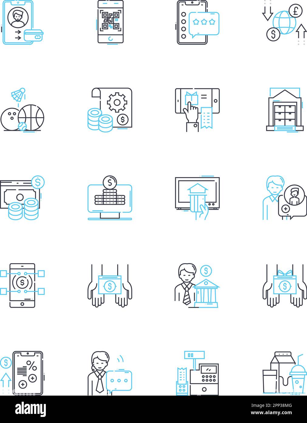 Customer Plan Linear Icons Set Loyalty Satisfaction Retention