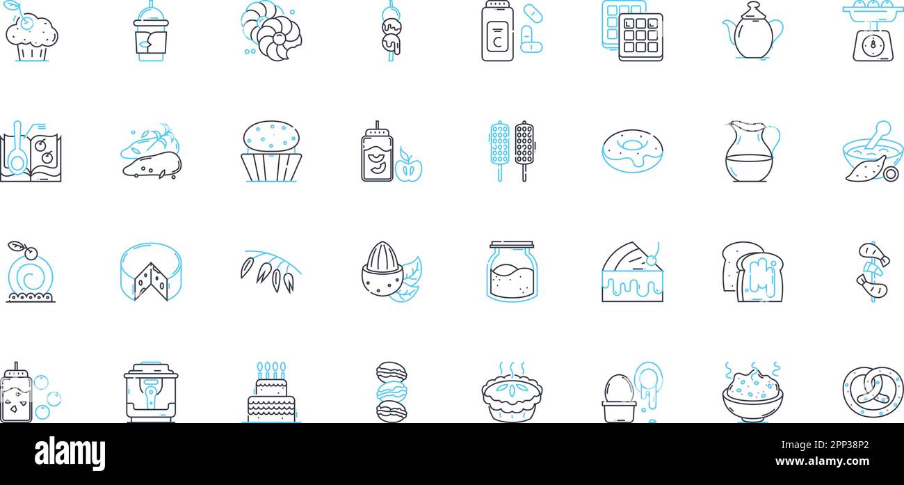 Self-serve restaurant linear icons set. Fast, Convenient, Budget ...