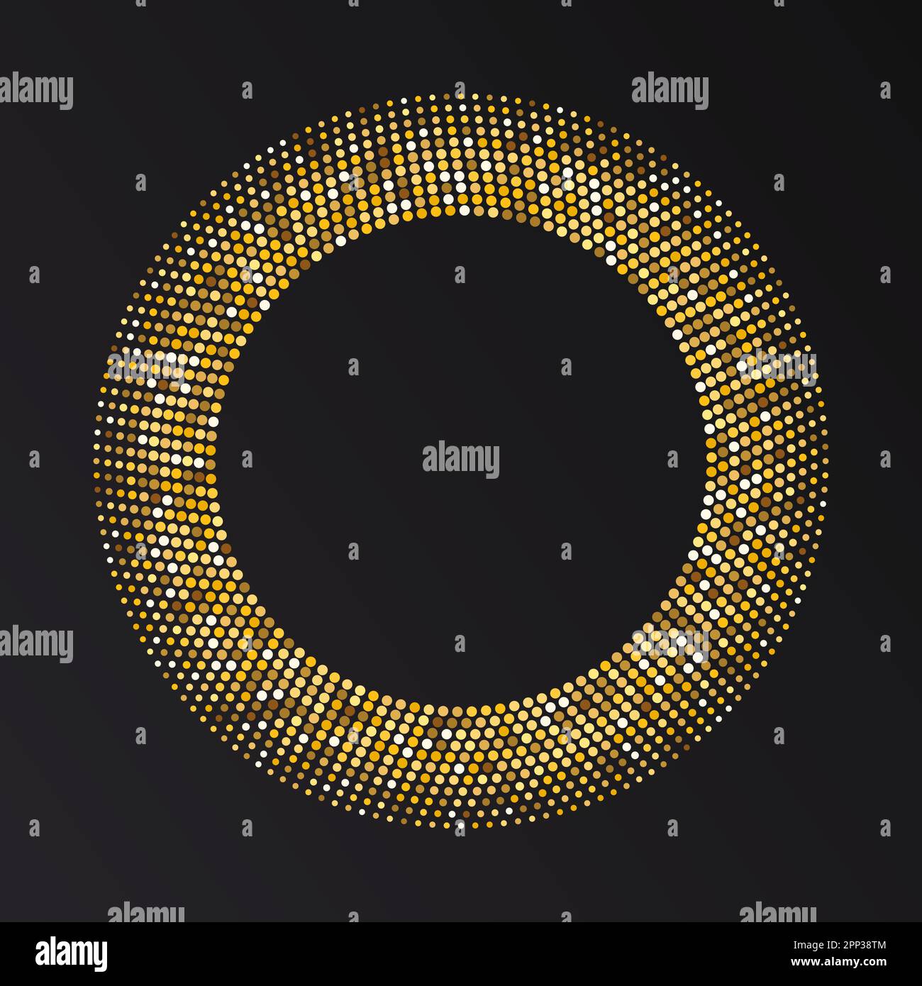 Gold Halftone round frame. Golden luxury Halftone circle logo Stock ...