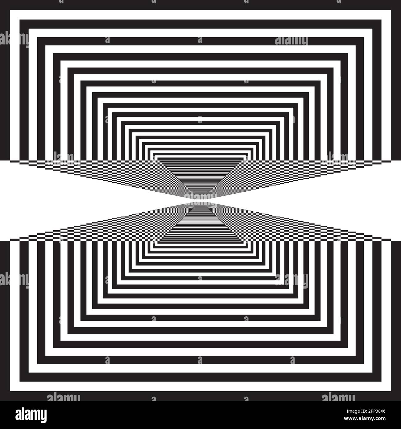 Abstract arabesque black squared bridge structure infinite perspective ...