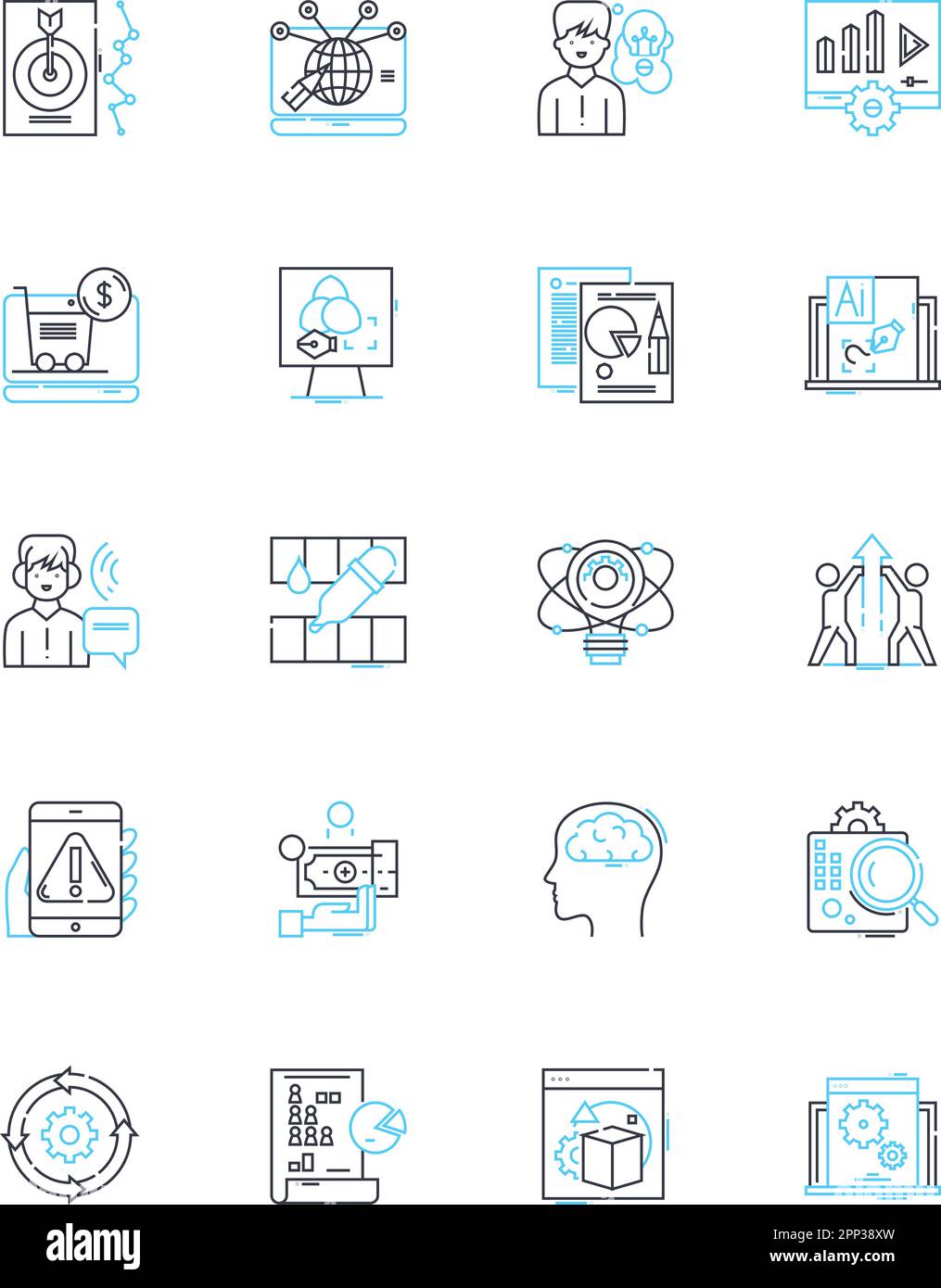 Web governance linear icons set. Accessibility, Accountability, Authority, Compliance ...