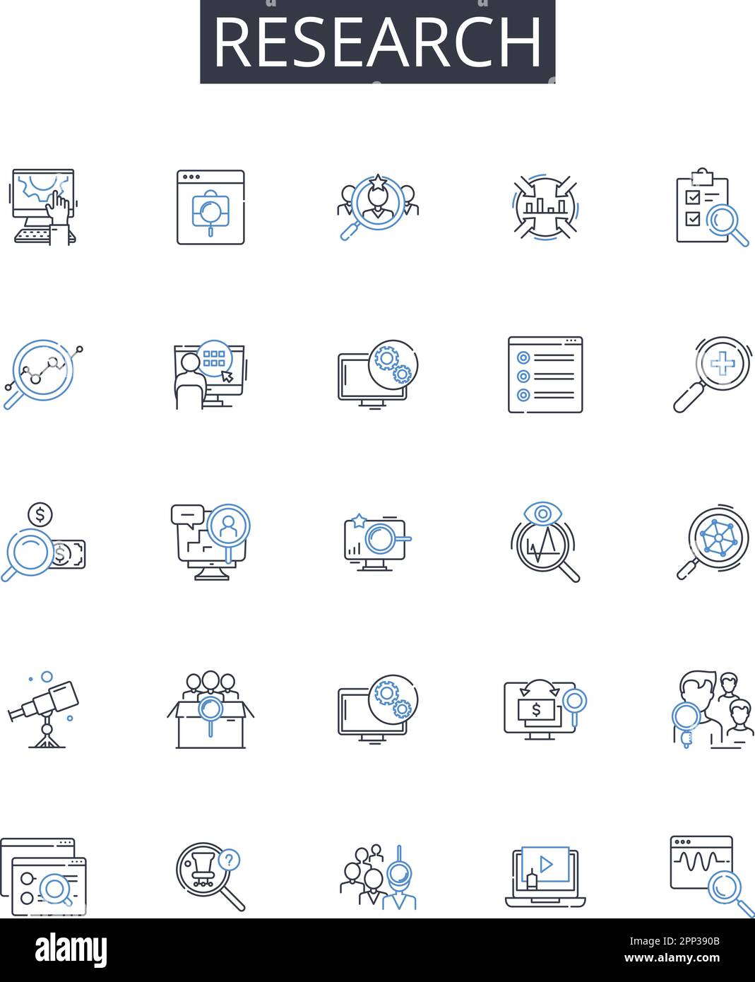 Research line icons collection. Analysis, Study, Inquiry, Investigation ... Research line icons collection. Analysis, Study, Inquiry, Investigation ...