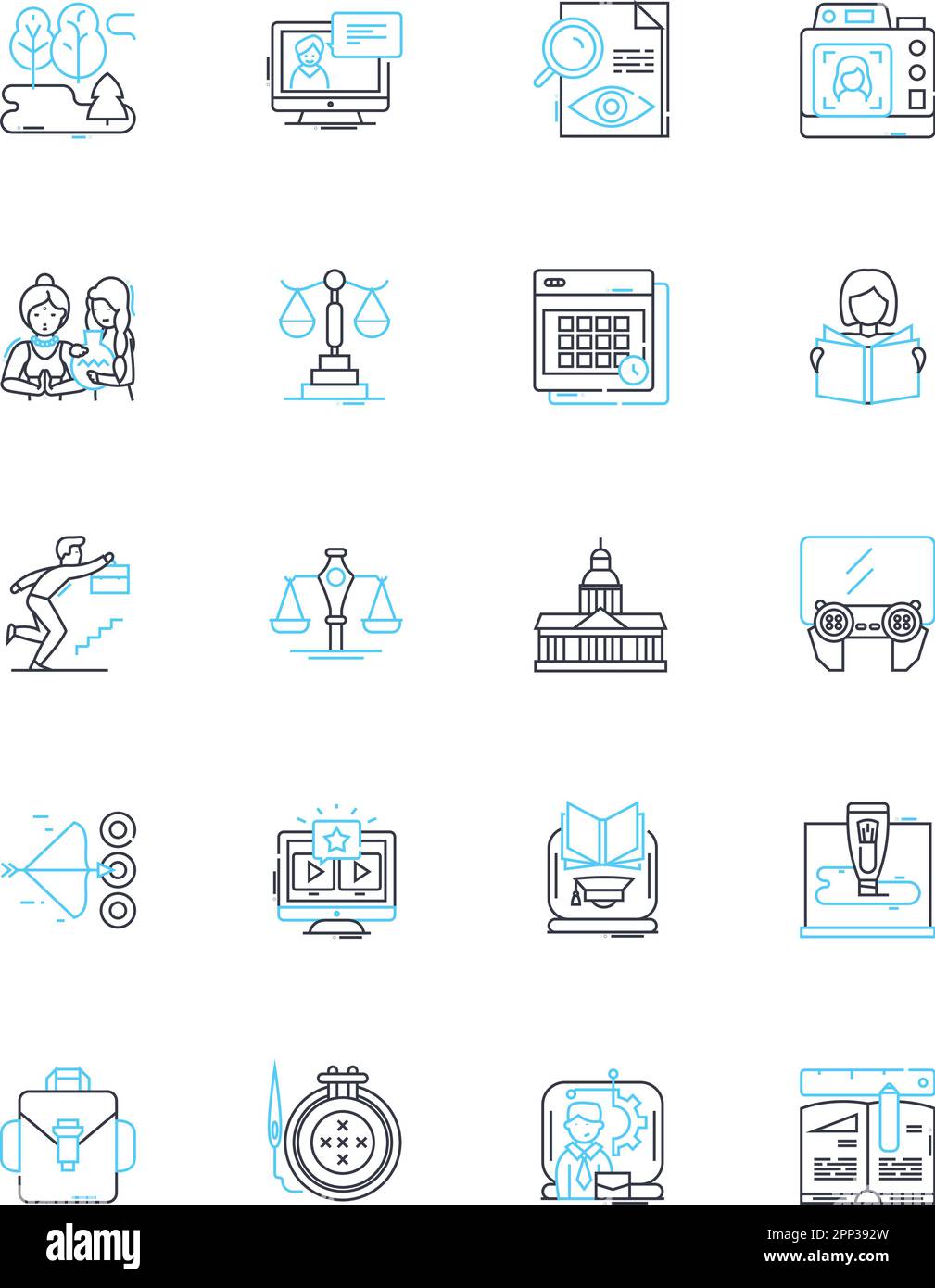 Education Linear Icons Set Learning Knowledge Curriculum Instruction Classroom Professor