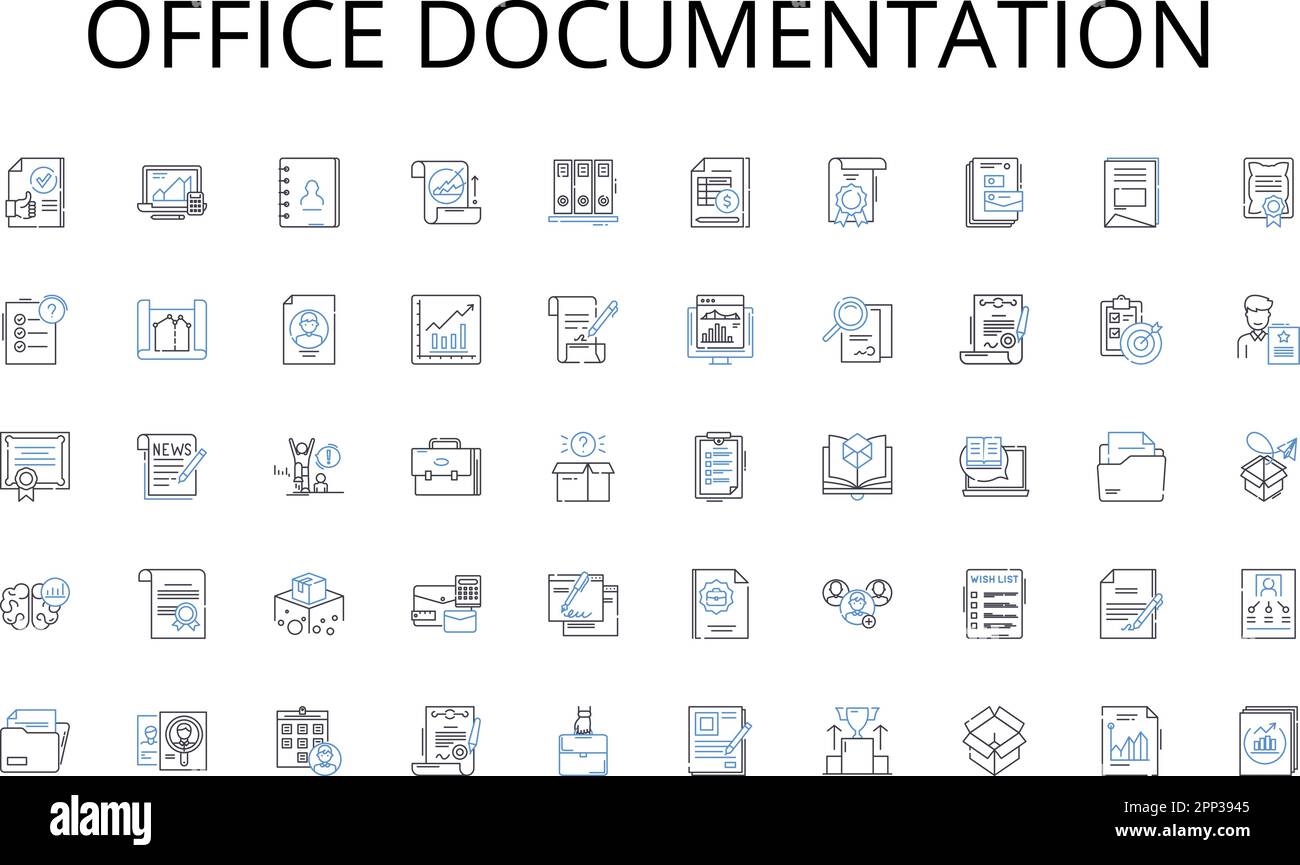 Office documentation line icons collection. Diagnosis, Treatment ...