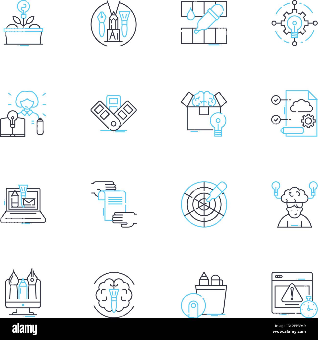 Branding strategy linear icons set. Identity, Positioning ...