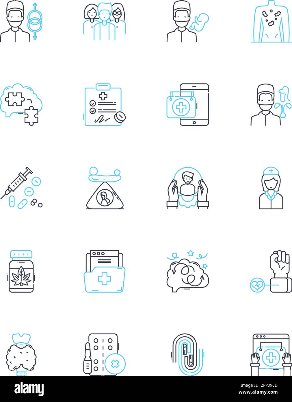 Cognitive therapy linear icons set. Thinking, Mindfulness, Cognition ...