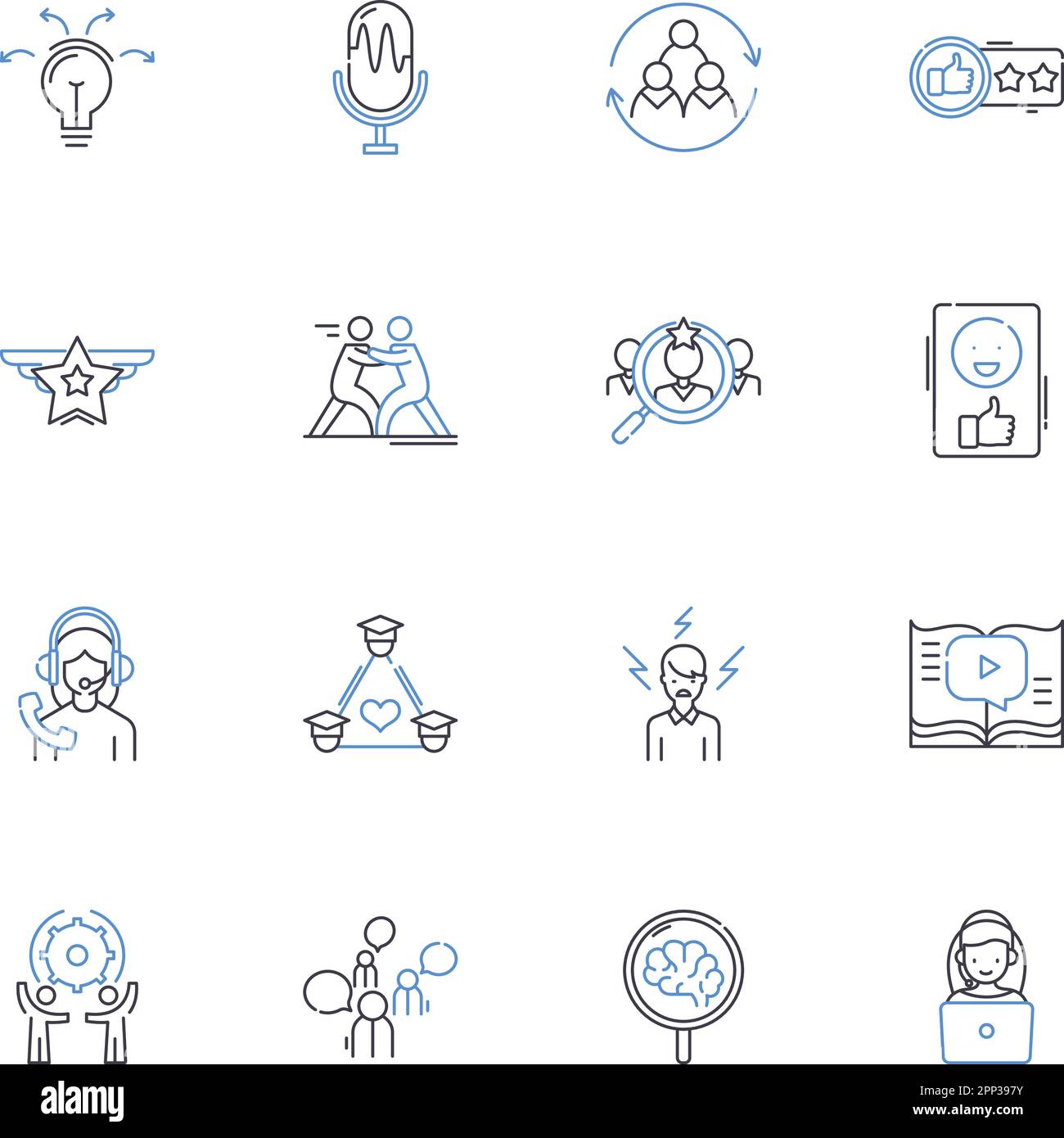 Together Thinking Line Icons Collection Ollaboration Brainstorming