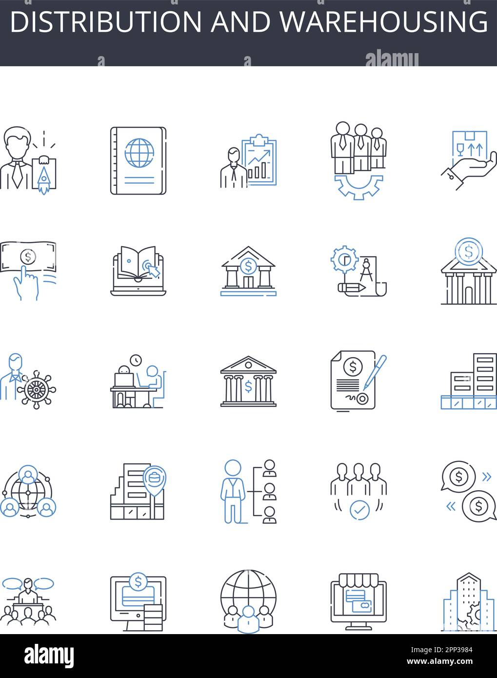 Distribution and warehousing line icons collection. Logistics, Shipping ...