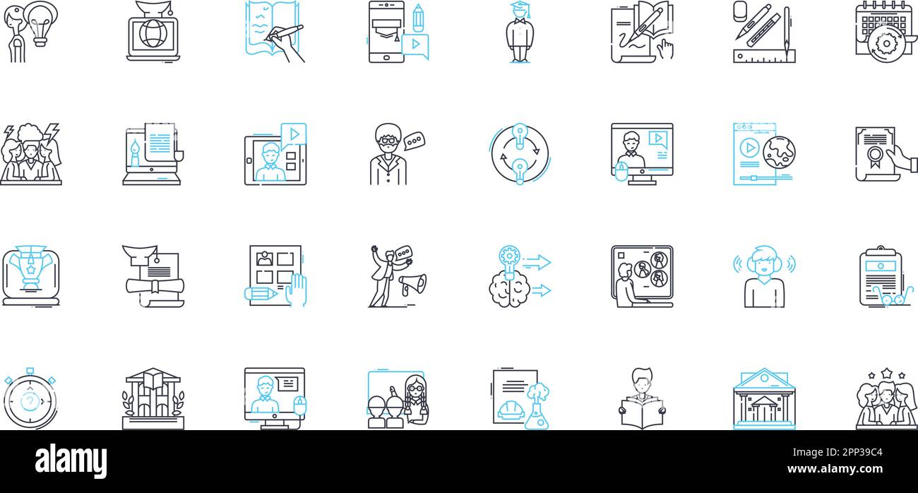 Cyber education linear icons set. Security, Technology, Online ...