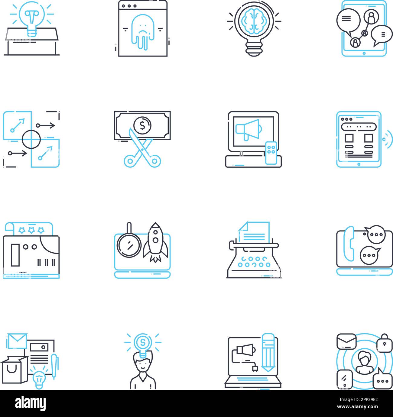 Informational Cooperation Linear Icons Set Collaboration Partnership