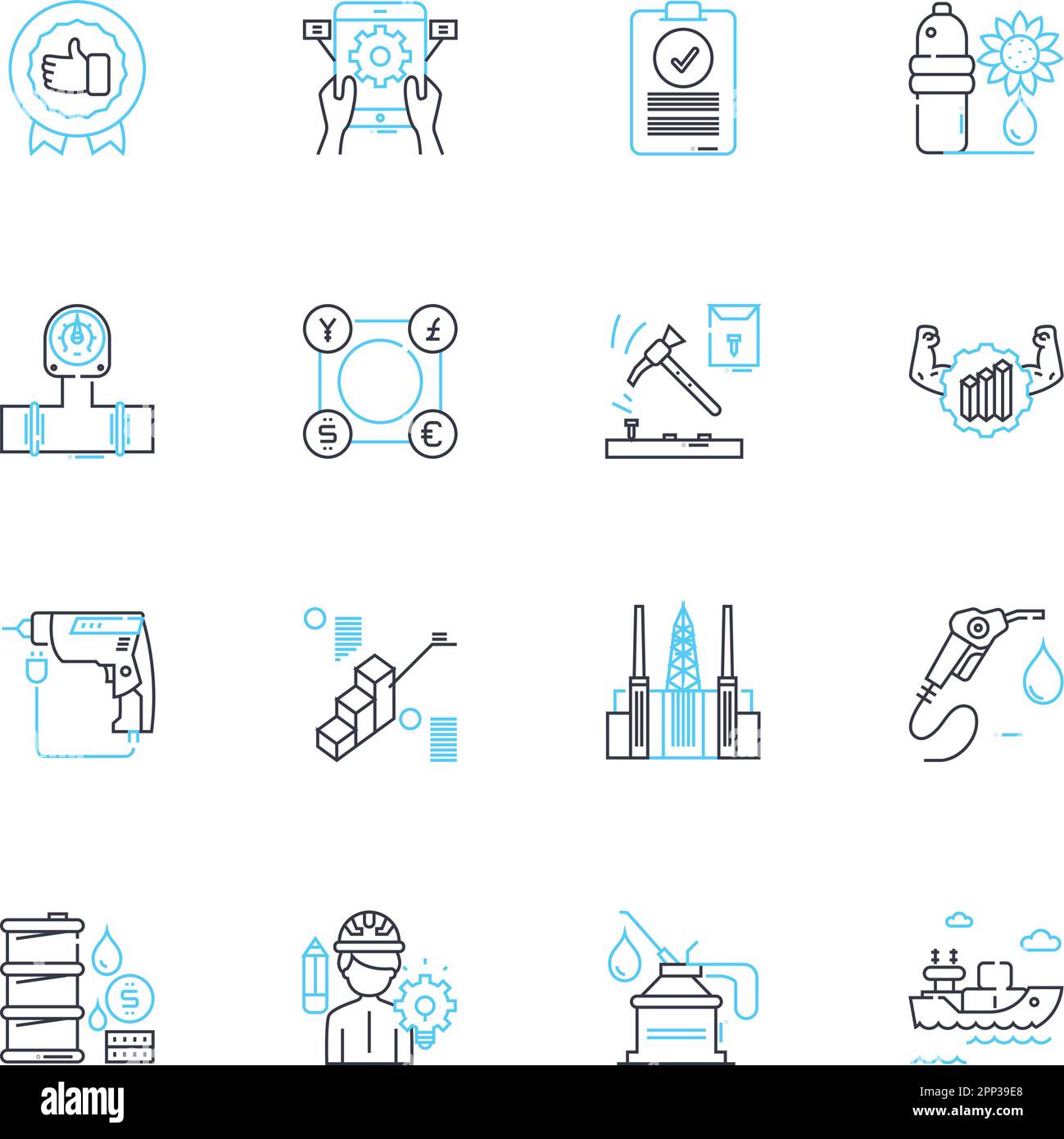 Civil engineering linear icons set. nfrastructure, Bridges, Buildings, Construction, Concrete ...