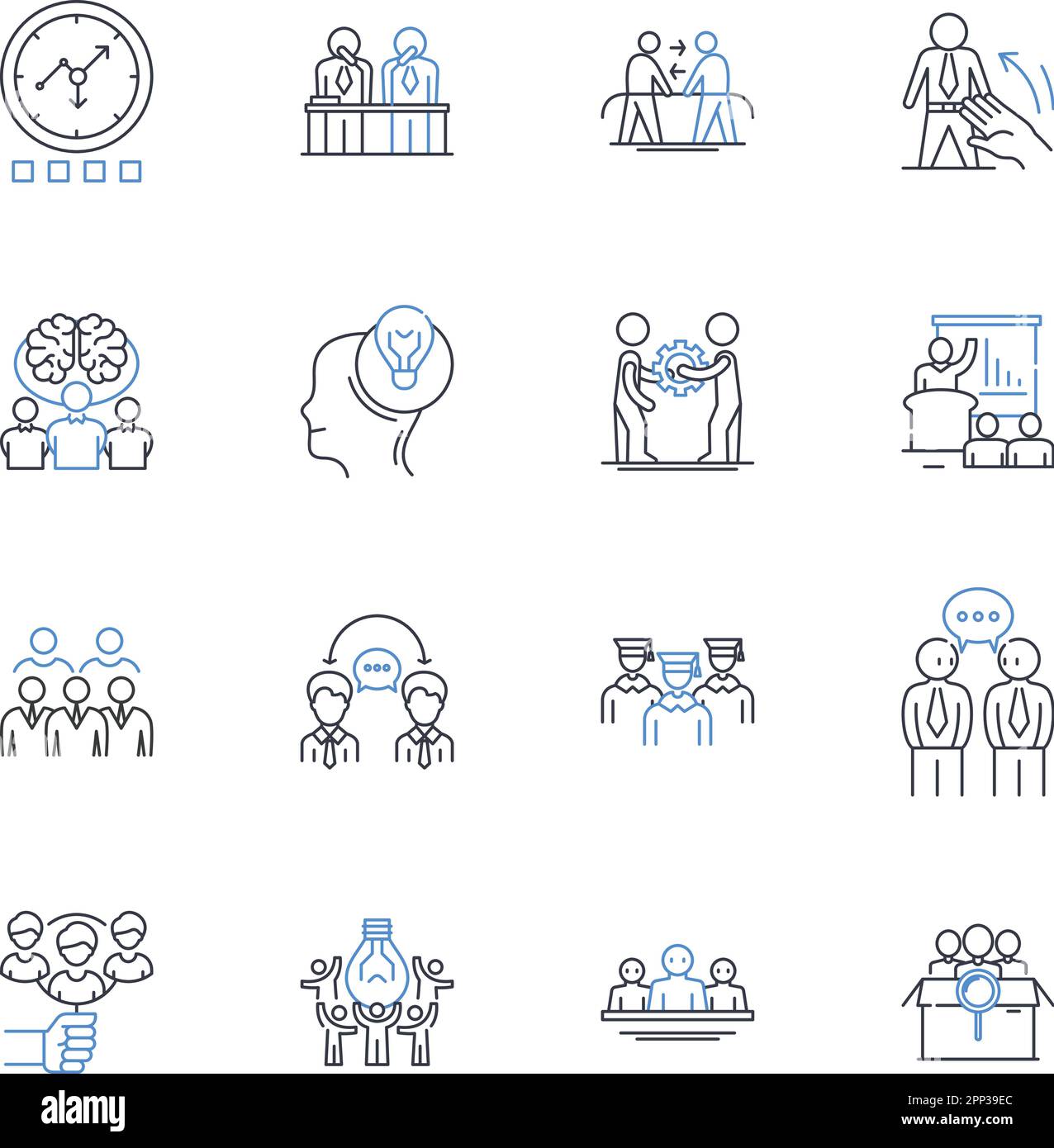 Corporate employees line icons collection. Collaboration ...