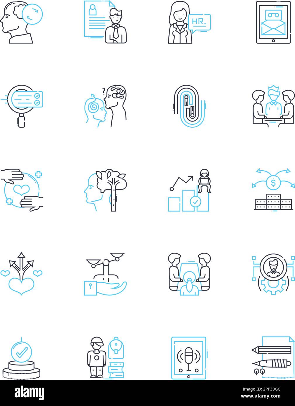 Linked groups linear icons set. Nerking, Collaboration, Professionalism, Engagement, Community ...