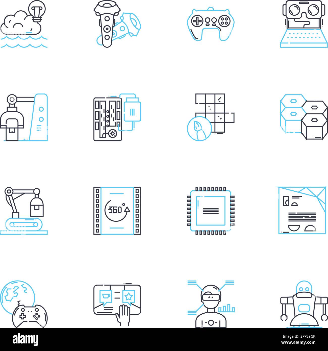Laser printing linear icons set. Tr, Fuser, Resolution, Cartridge ...
