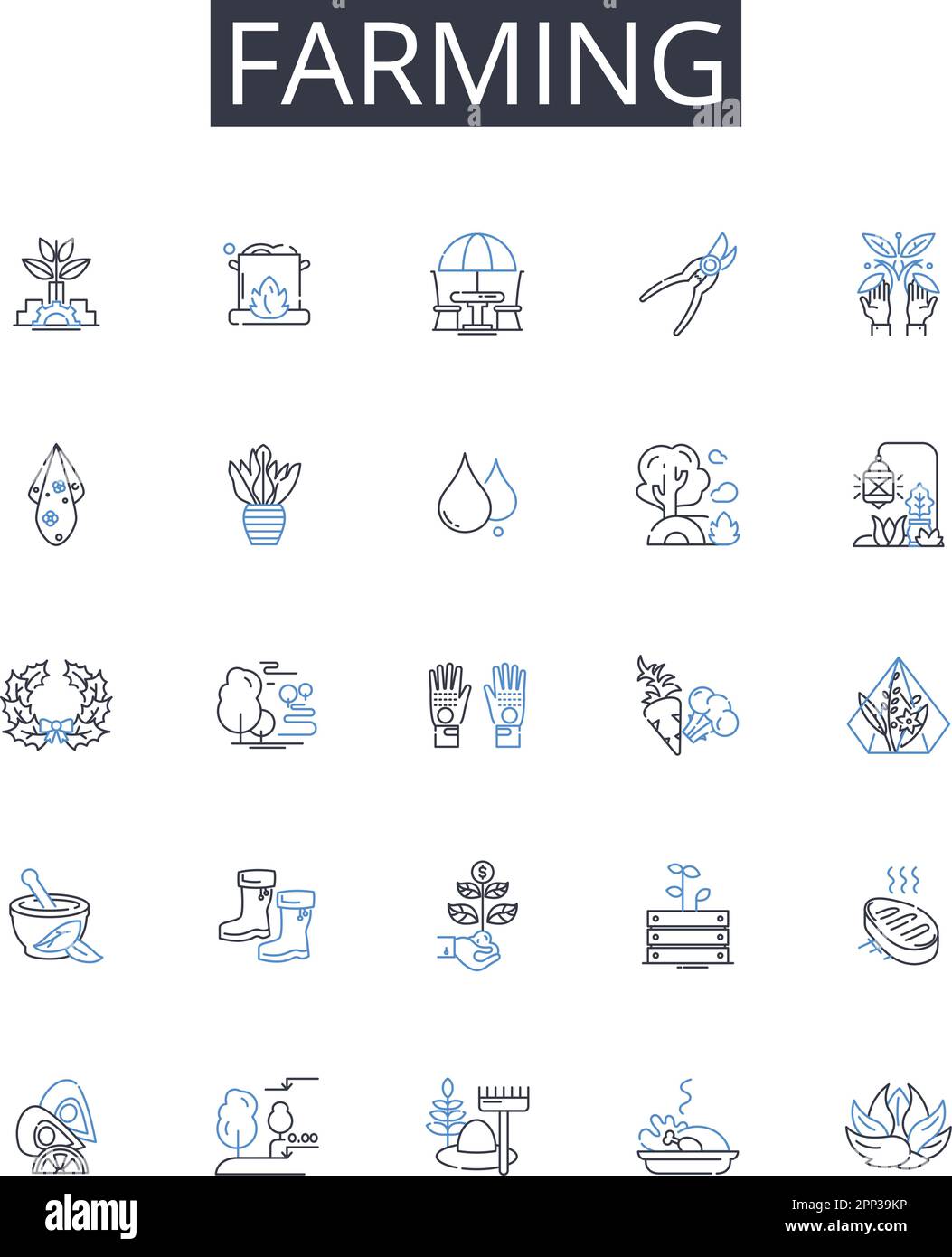 Farming Line Icons Collection Agriculture Cultivation Horticulture