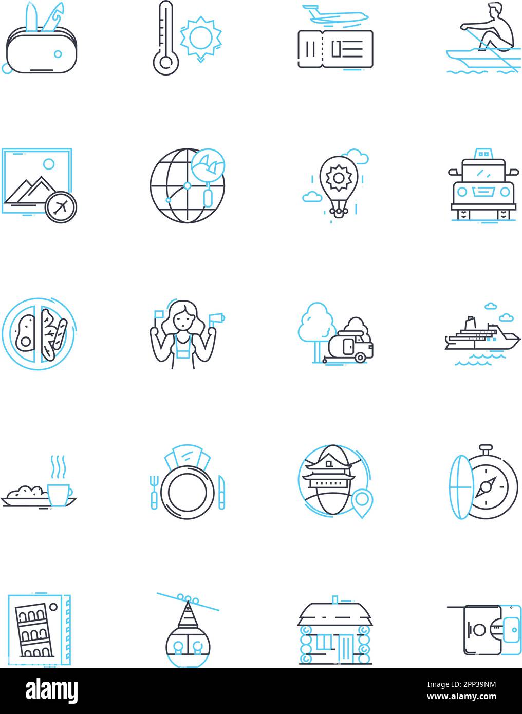 Leisure time linear icons set. Relaxation, Entertainment, Hobbies ...
