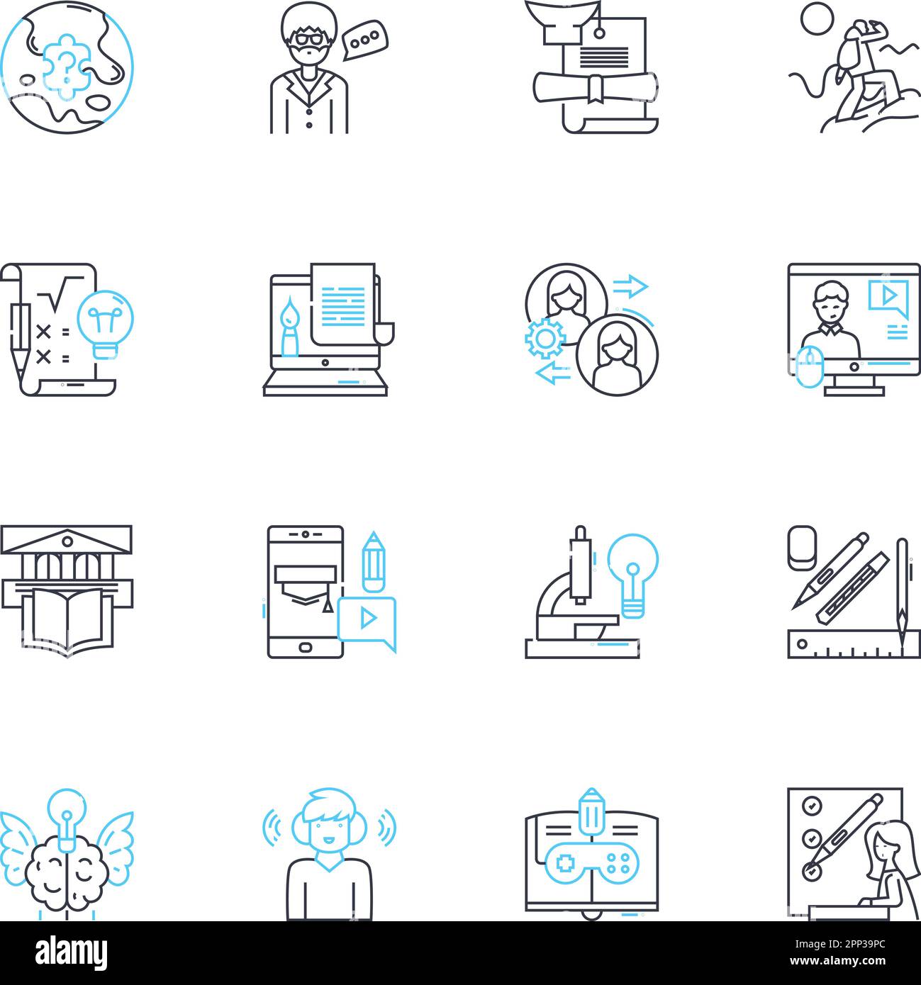 Internet Courses Linear Icons Set E Learning Online Distance Virtual Web Based Remote