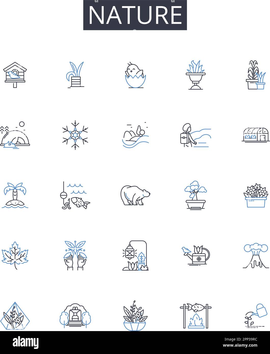 Nature line icons collection. Natural world, Wilderness, Environment ...