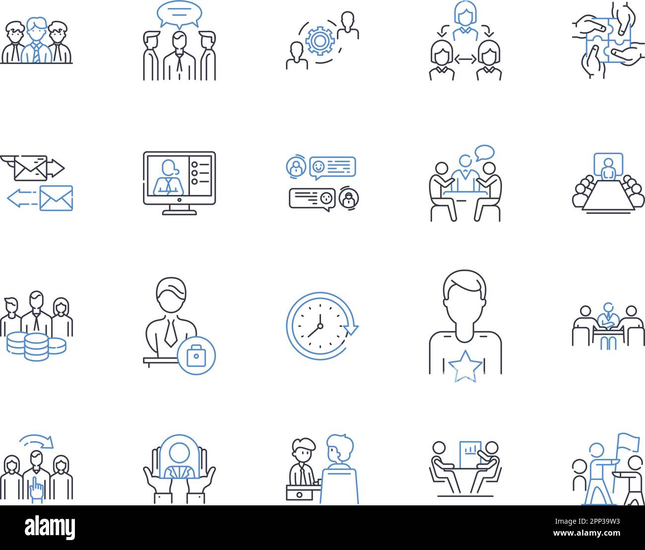 Sales process line icons collection. Prospecting, Qualifying, Pitching ...
