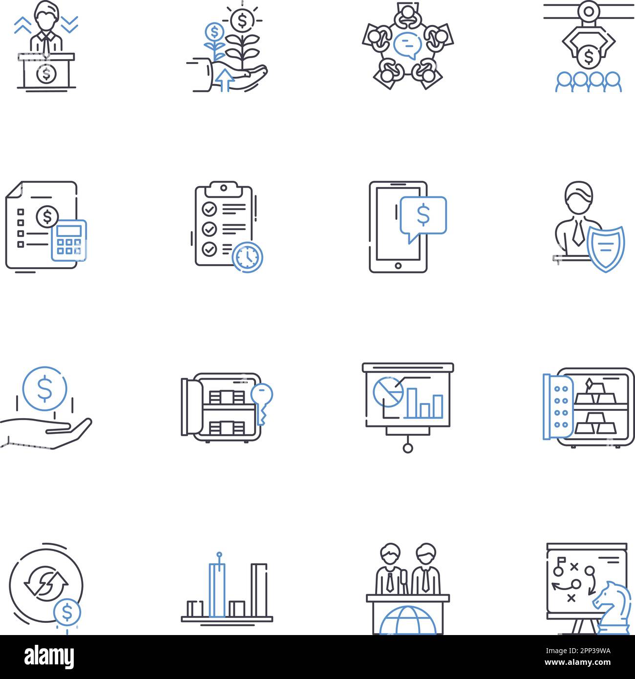 Sales Strategy Line Icons Collection Pipeline Conversion Prospecting Funnel Targeting Lead