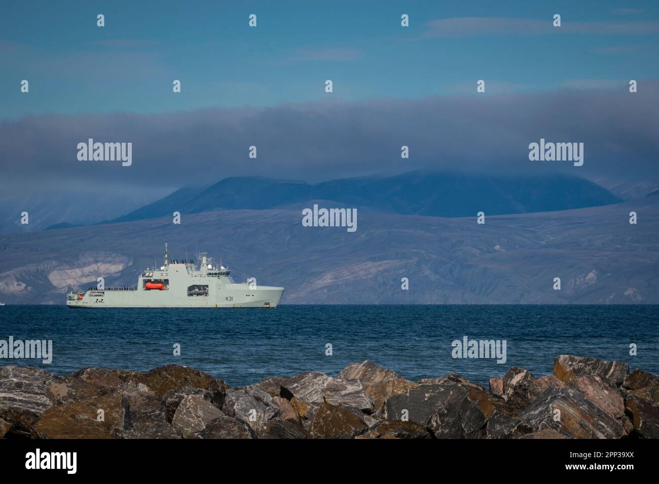 Arctic Offshore Patrol Vessel (AOPV 431) HMCS Margaret Brooke off Pond ...