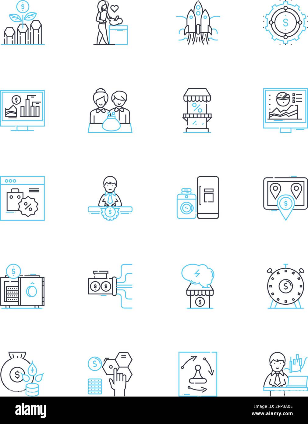Content marketing linear icons set. Strategy, Audience, Engagement ...