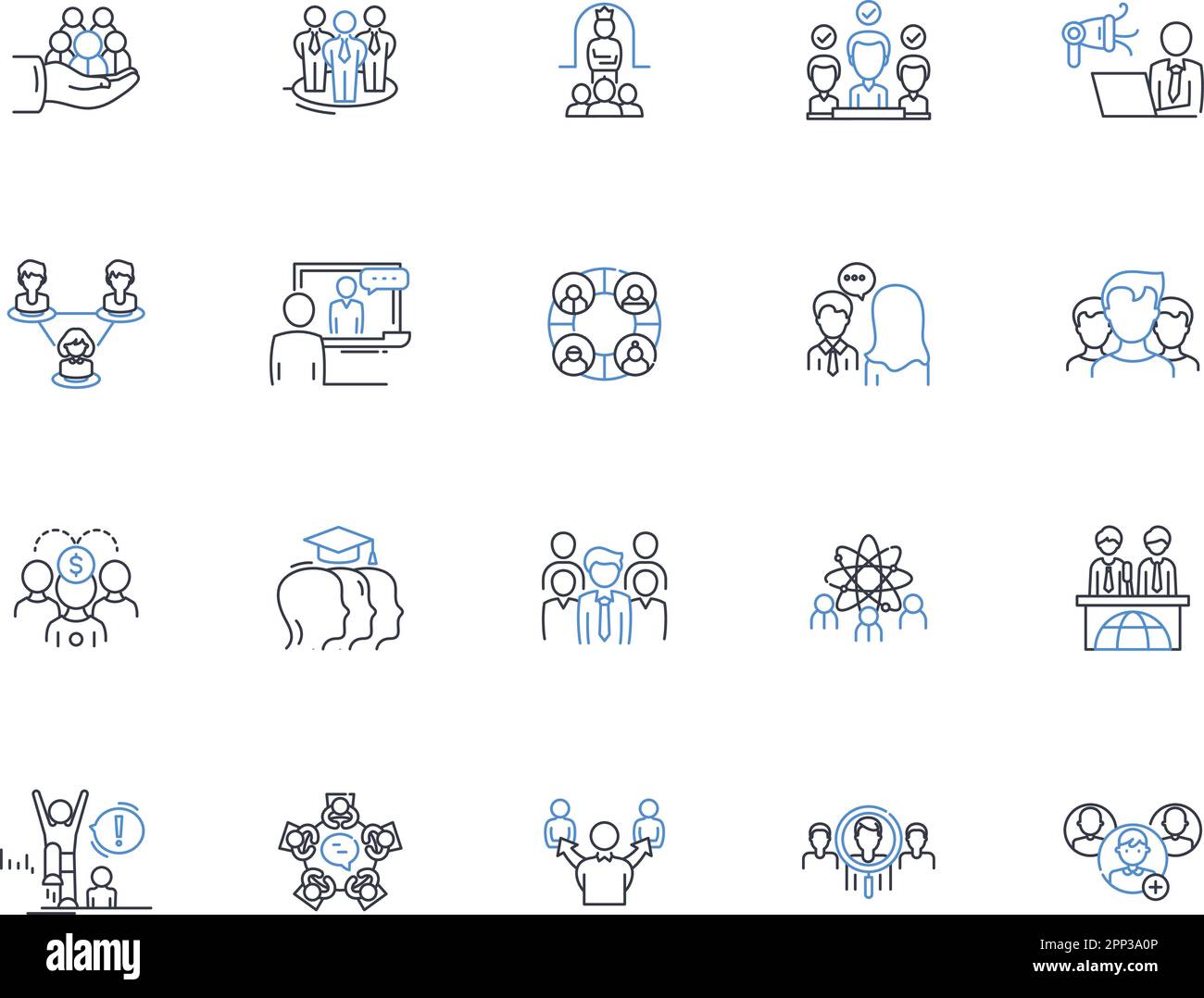 Collaborative Converse line icons collection. Alliance, Partnership ...