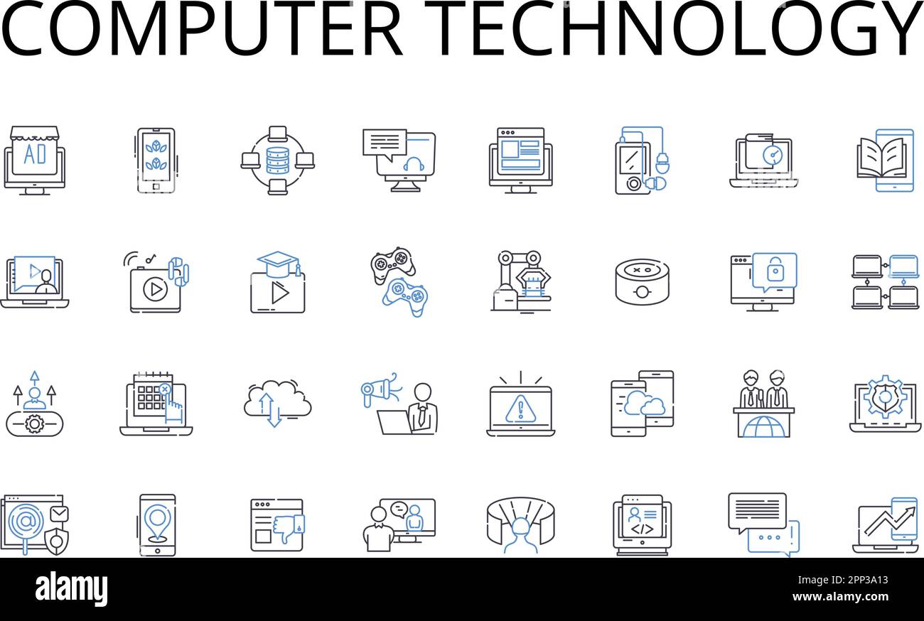 Computer technology line icons collection. Information technology ... Computer technology line icons collection. Information technology ...