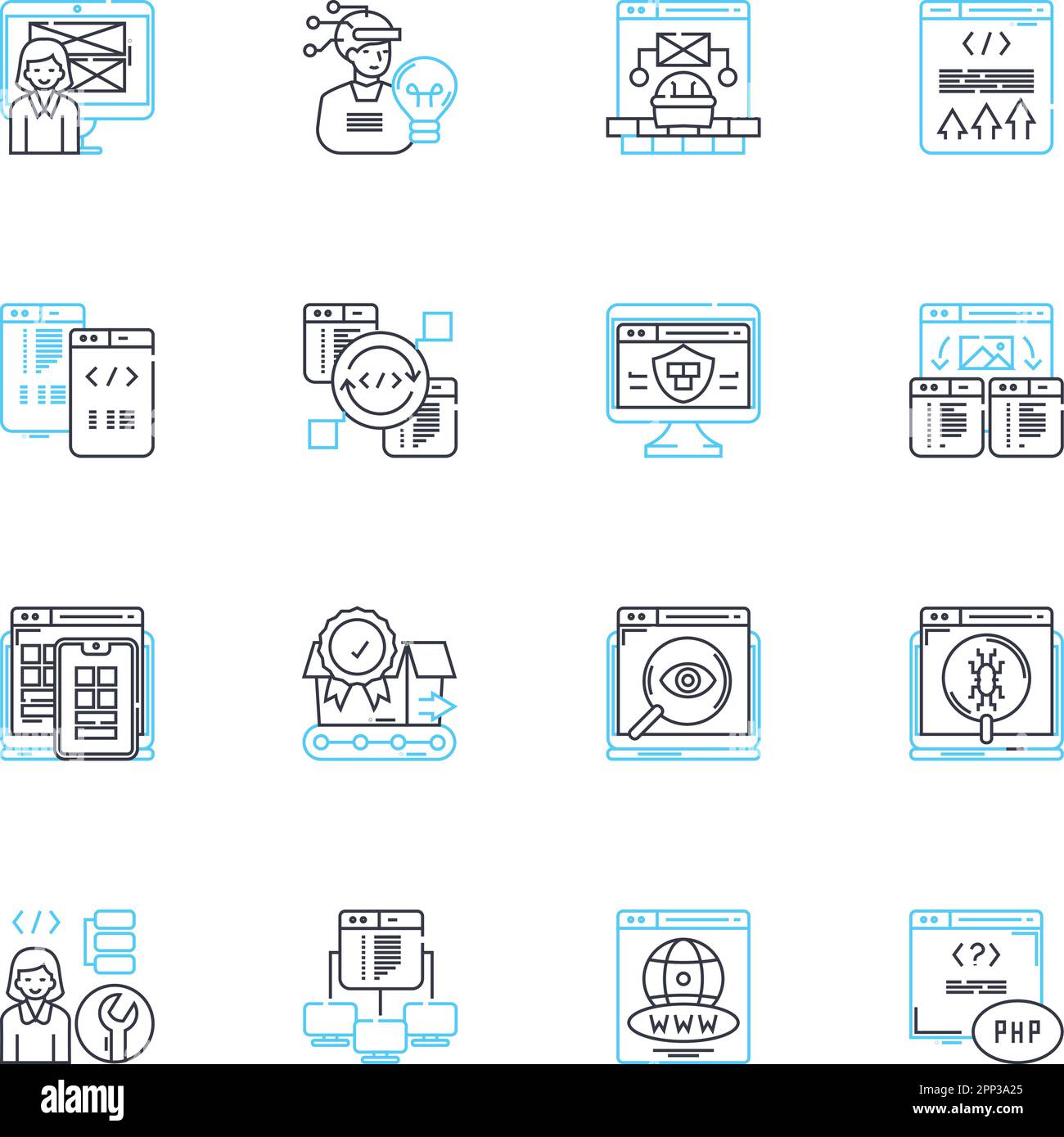 Medical advice linear icons set. Diagnosis, Treatment, Prescription ...