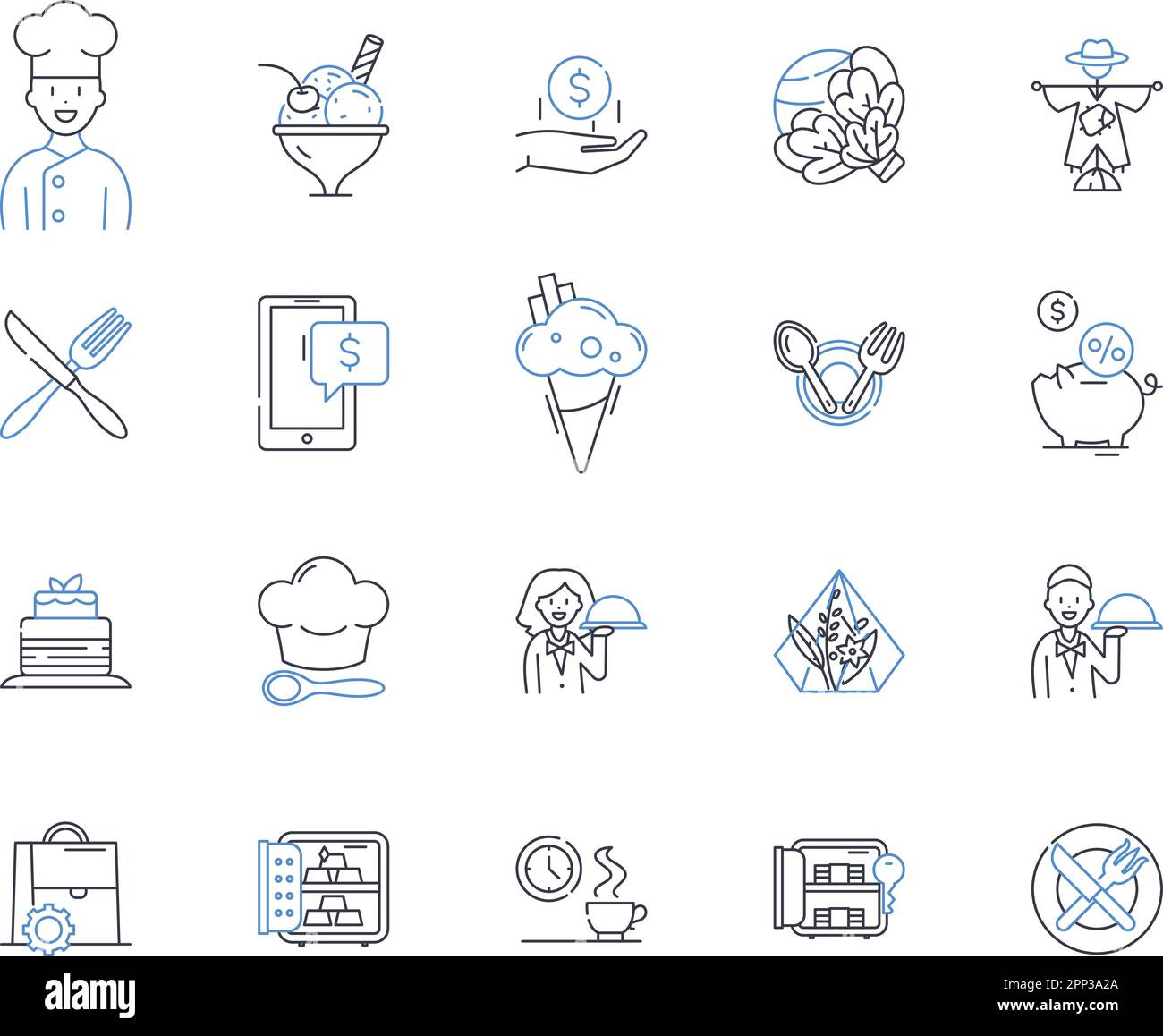 Patisserie business line icons collection. Pastry, Bread, Desserts ...