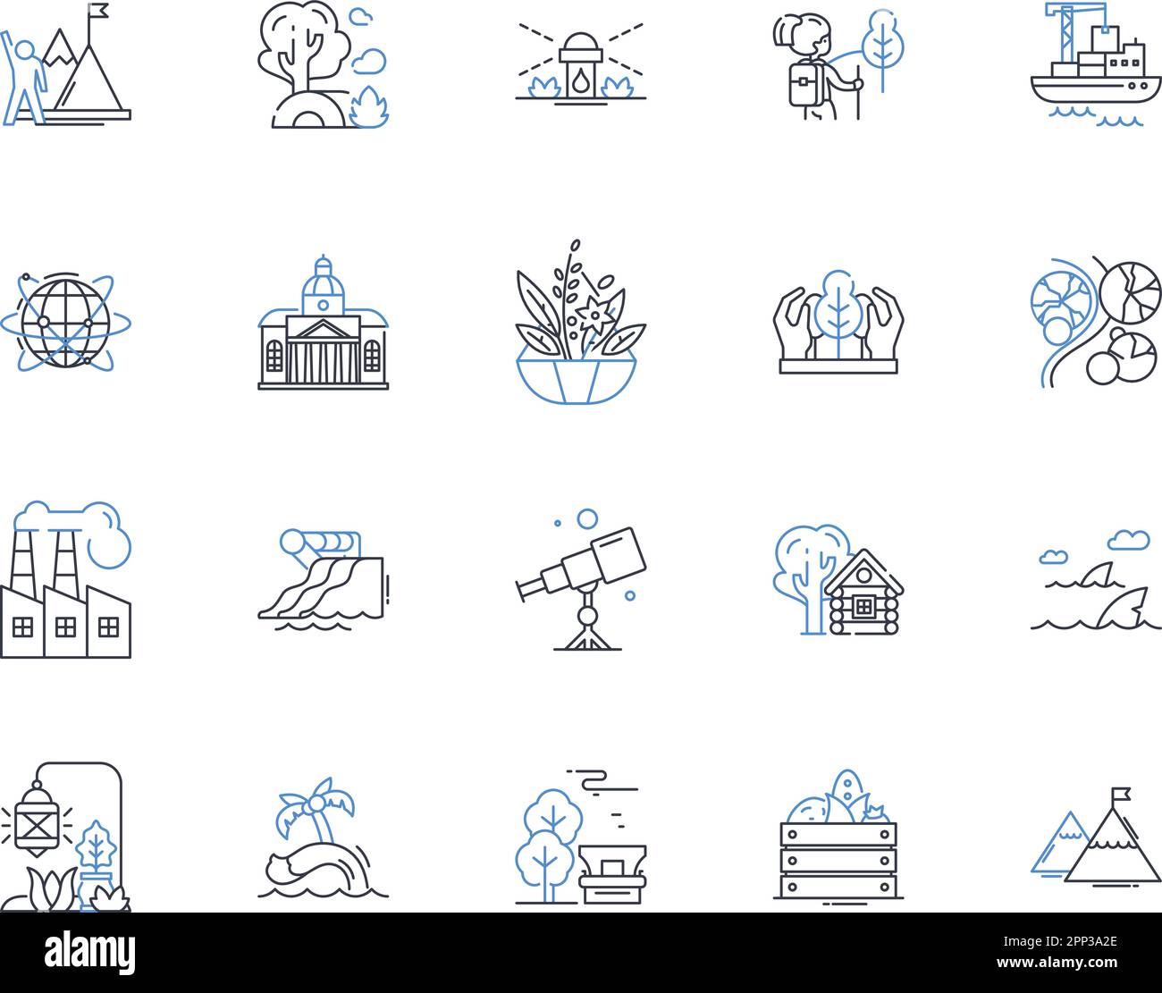 Majestic pitons line icons collection. Scenic, Towering, Majestic ...