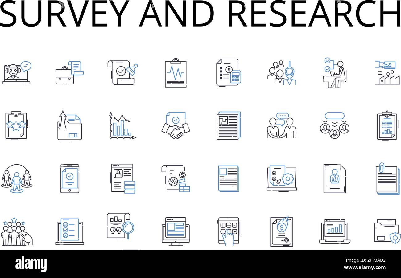 Survey And Research Line Icons Collection Census Sampling Investigation Query Scrutiny