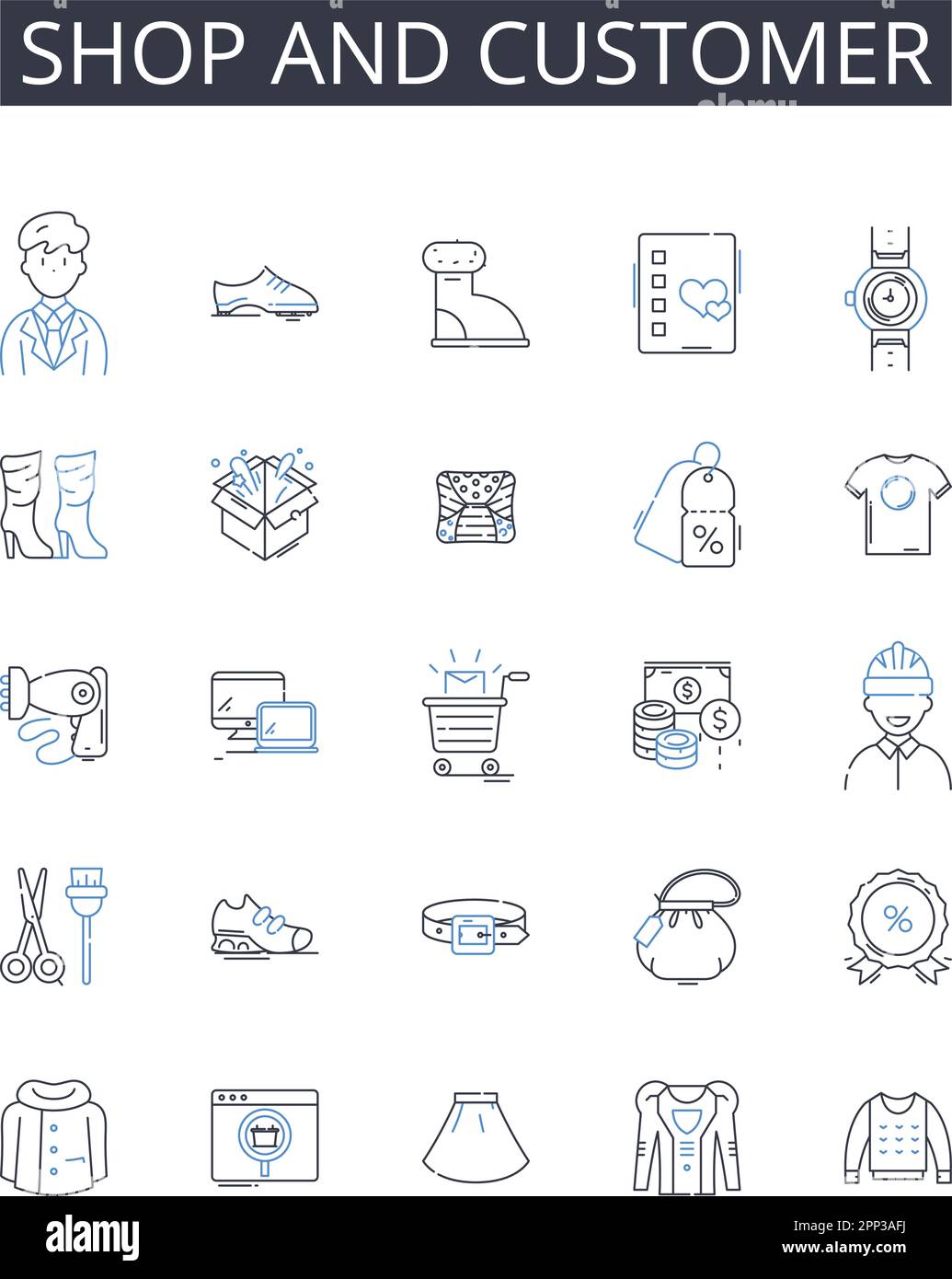 Shop and customer line icons collection. Investment, Funding ...