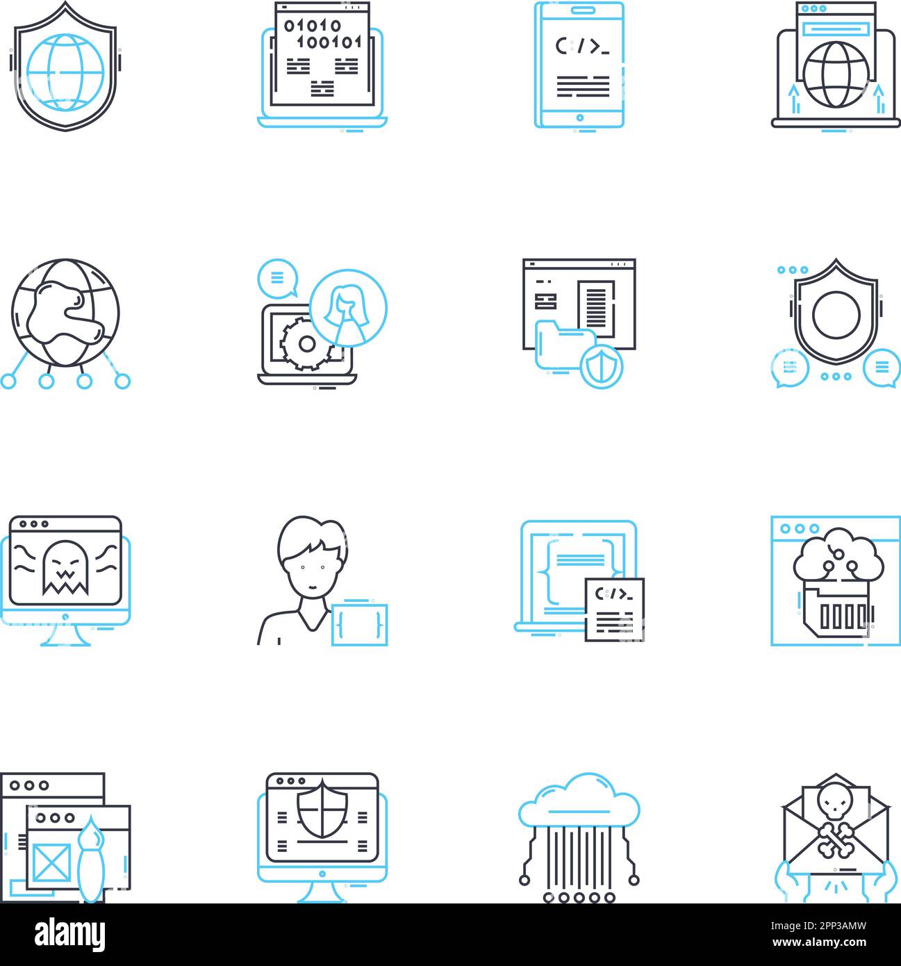 Virtual Intelligence Linear Icons Set Automation Algorithms Machine Learning Robotics
