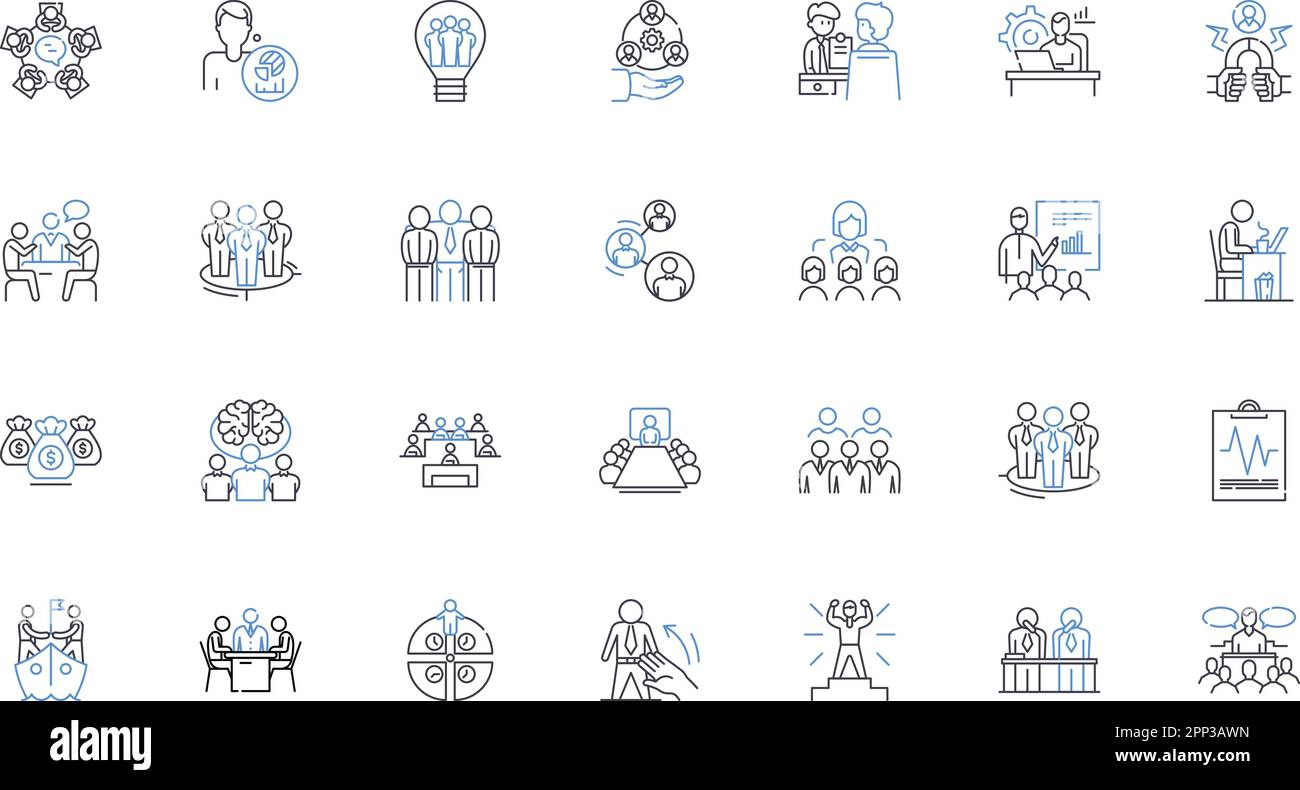 Work Performance Line Icons Collection Efficiency Output Productivity Timeliness Quality