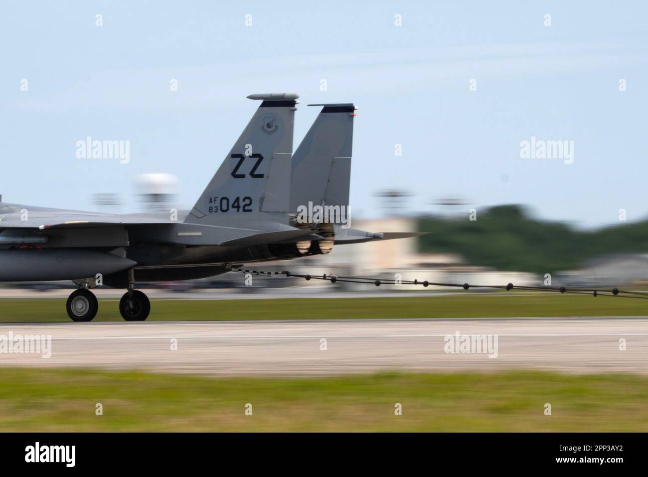 An F-15C Eagle assigned to the 44th Fighter Squadron catches the ...