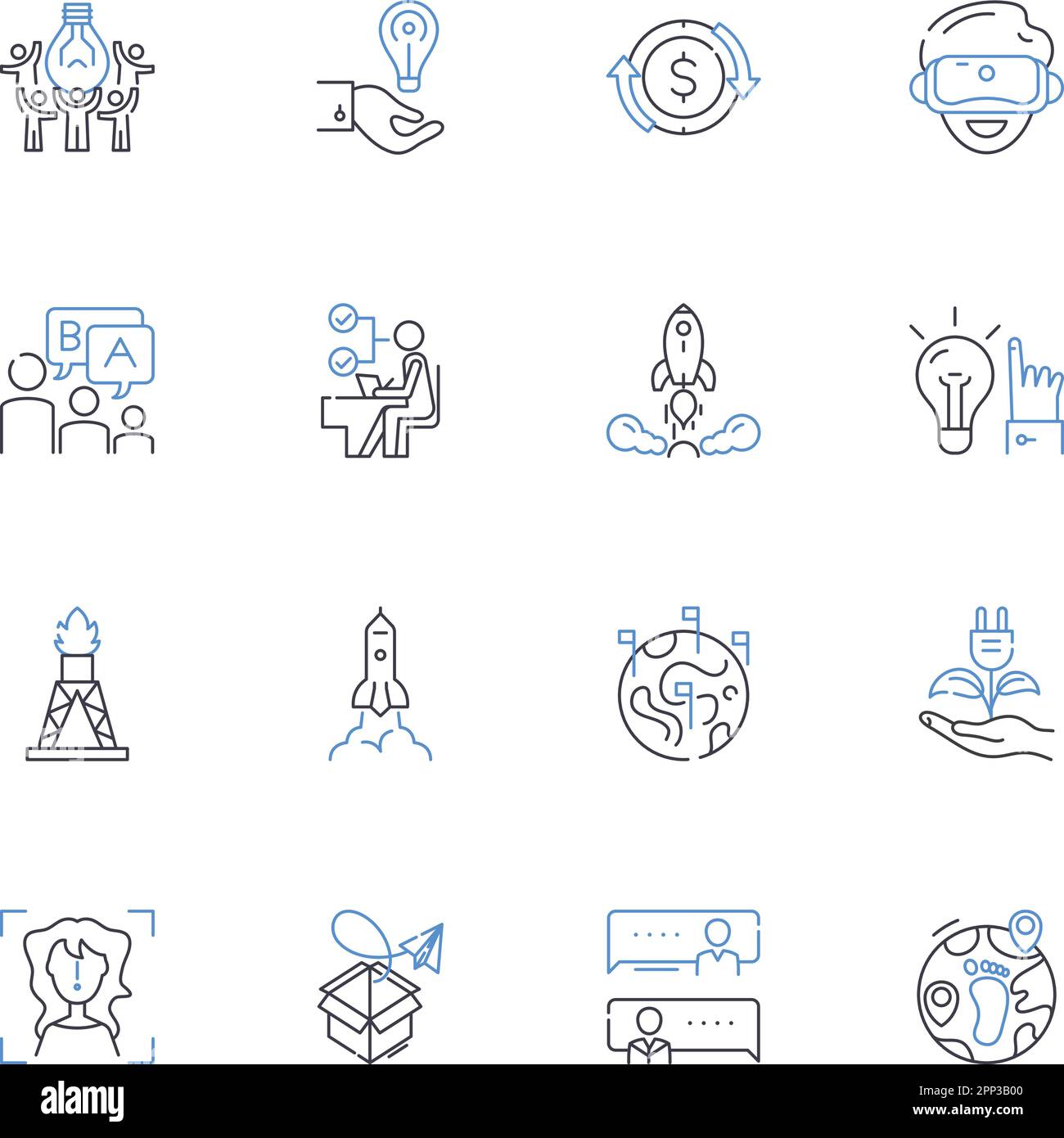 Trailblazing creation line icons collection. Innovate, Pier, Invent ...