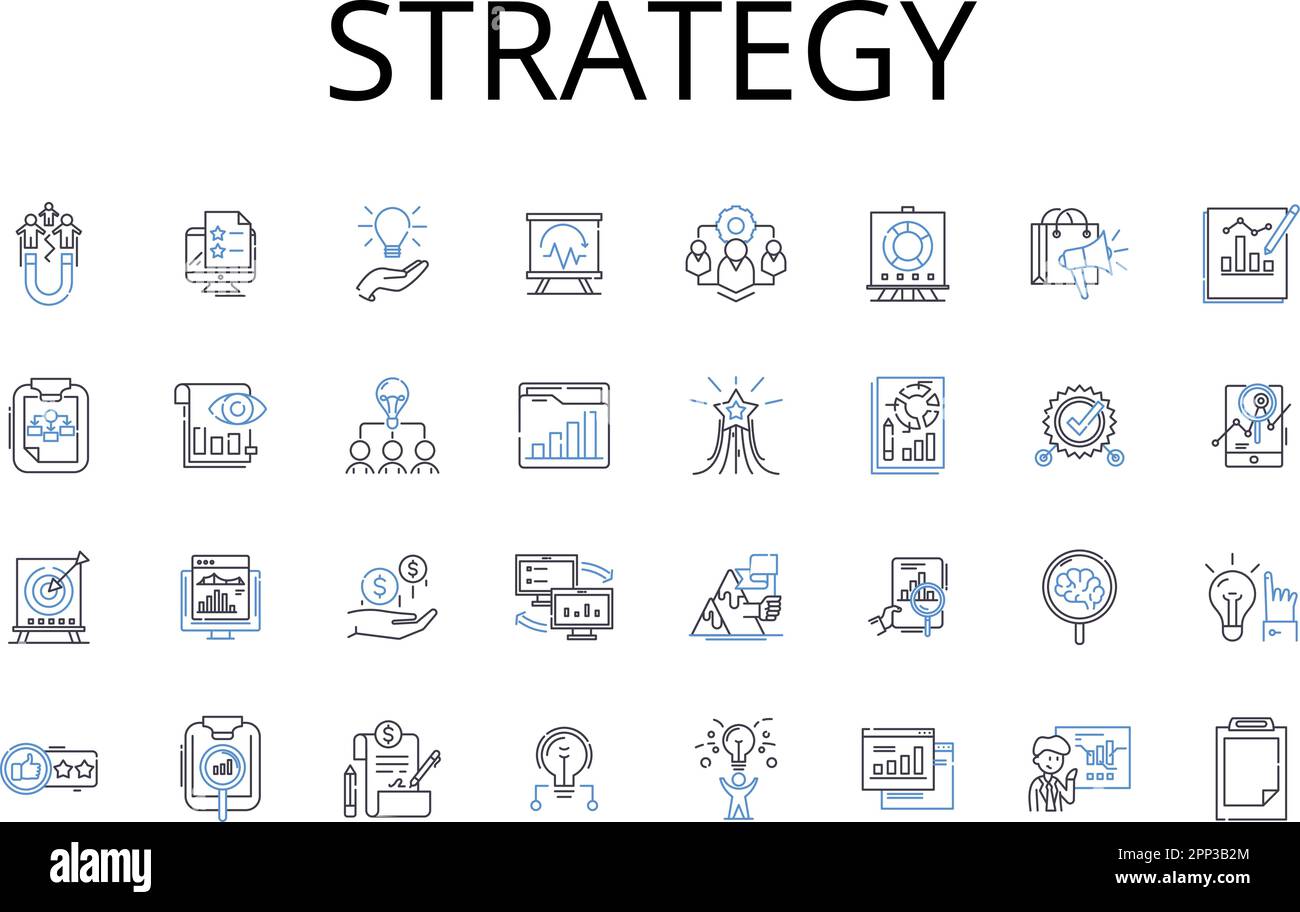 Strategy Line Icons Collection Plan Tactic Approach Scheme