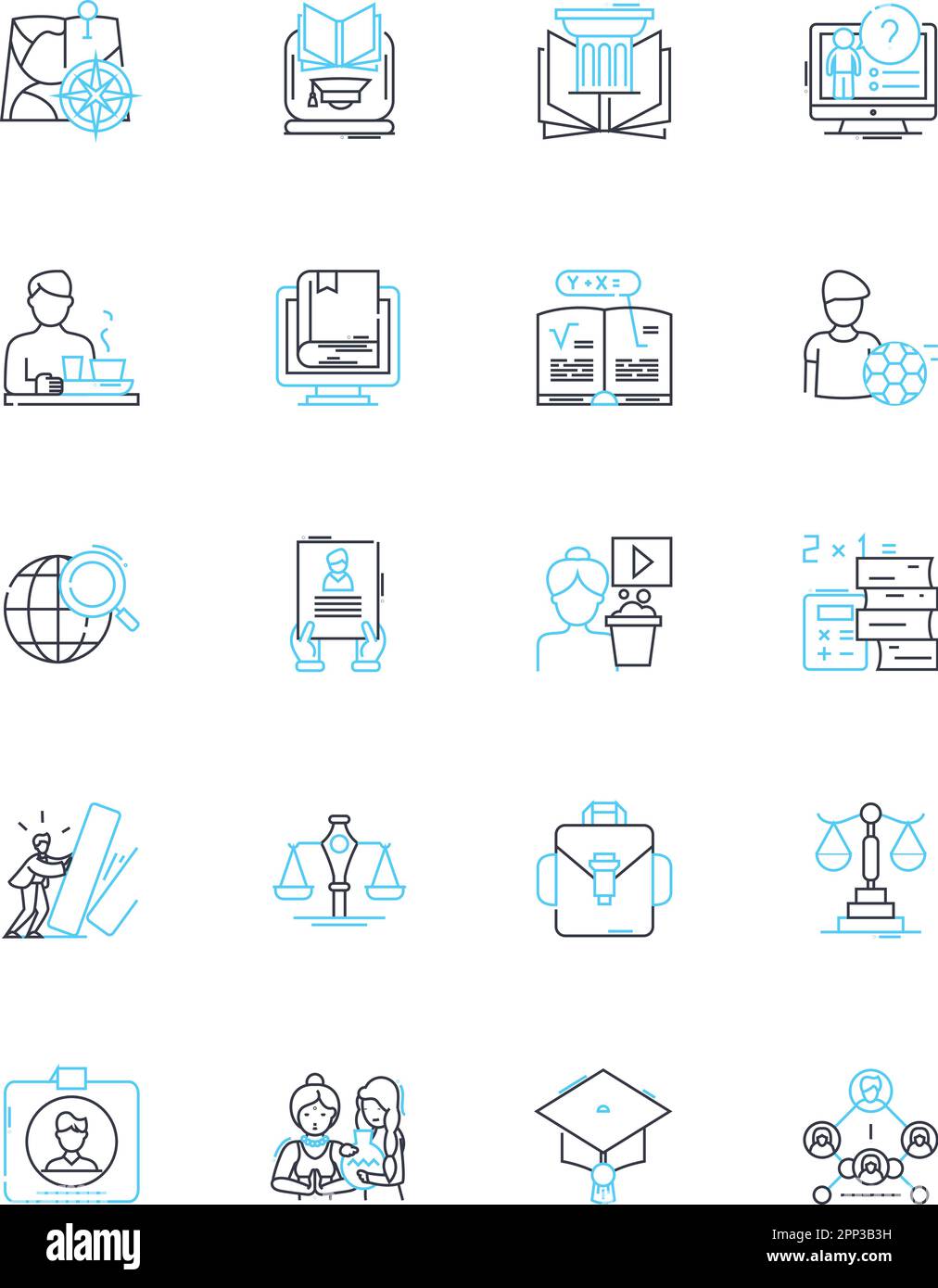 Educational development linear icons set. Innovation, Empowerment ...