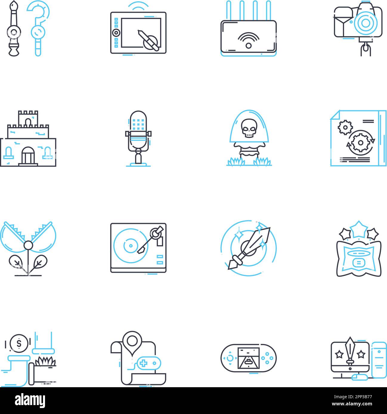 Interactive entertainment industry linear icons set. Gaming, Streaming ...