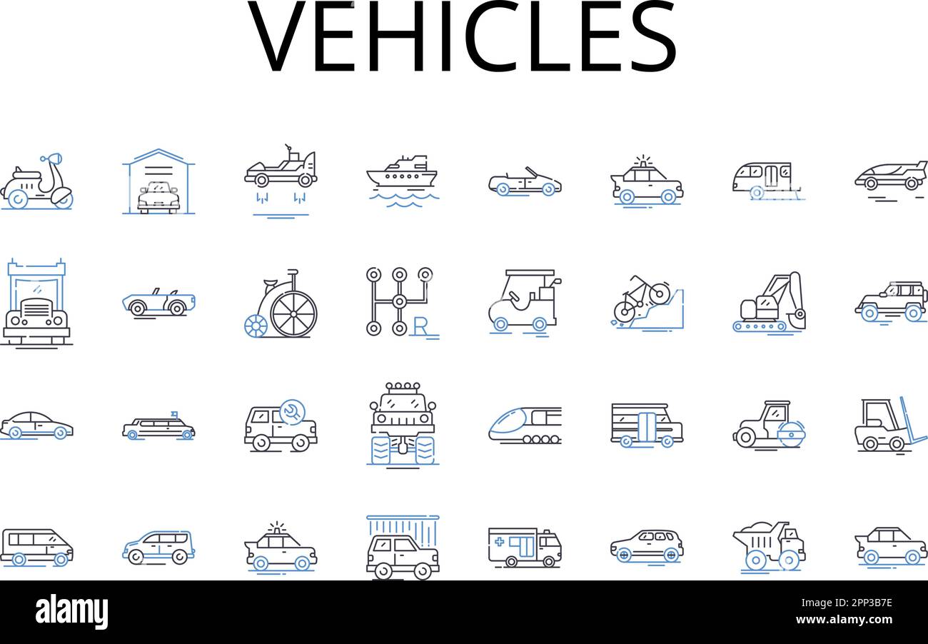 Vehicles line icons collection. Cars, Automobiles, Transportation ...