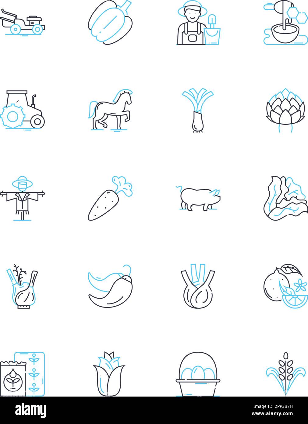 Farm management software linear icons set. Agribusiness, Crops ...