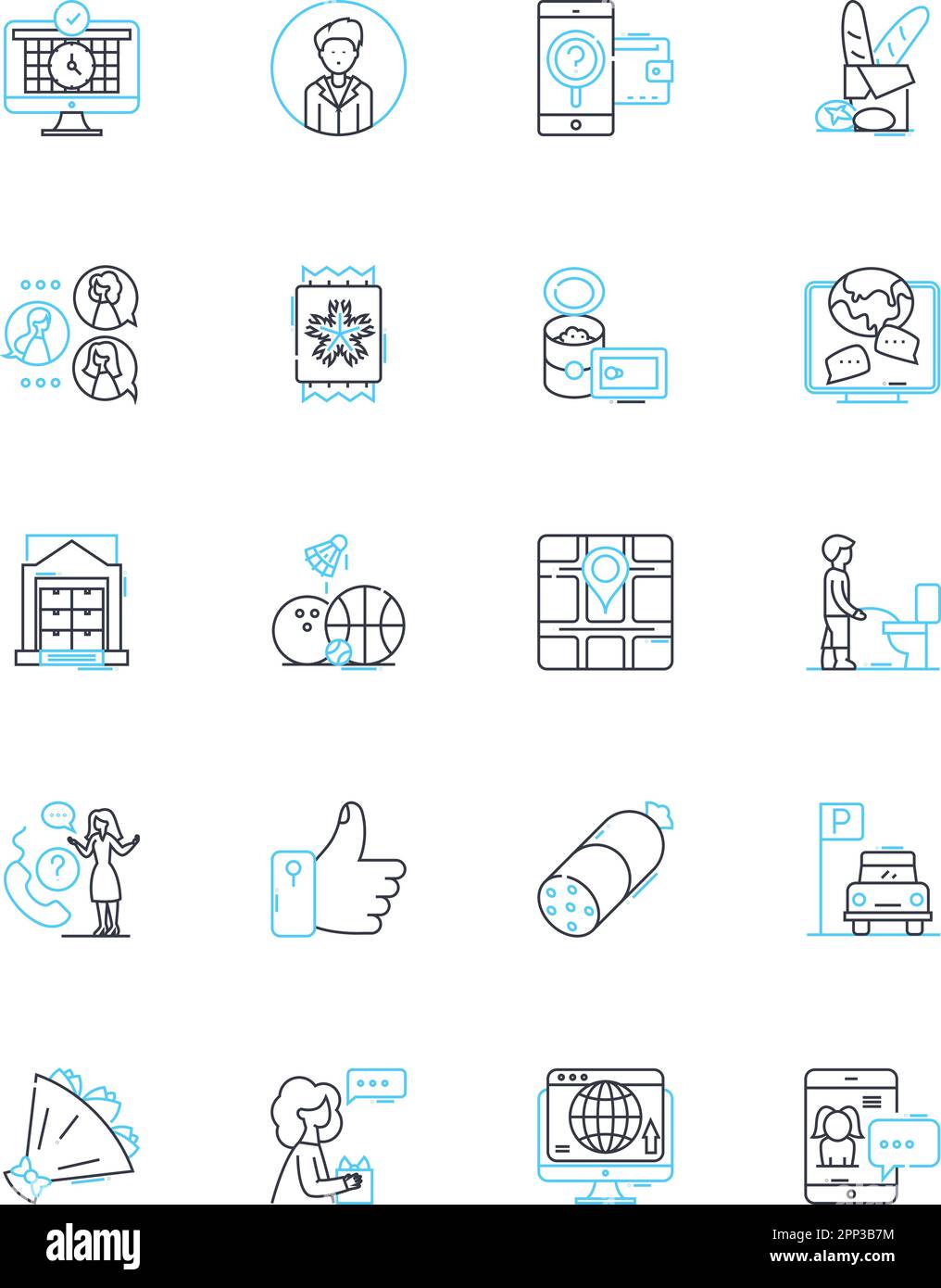Machine marketing linear icons set. automation, optimization ...