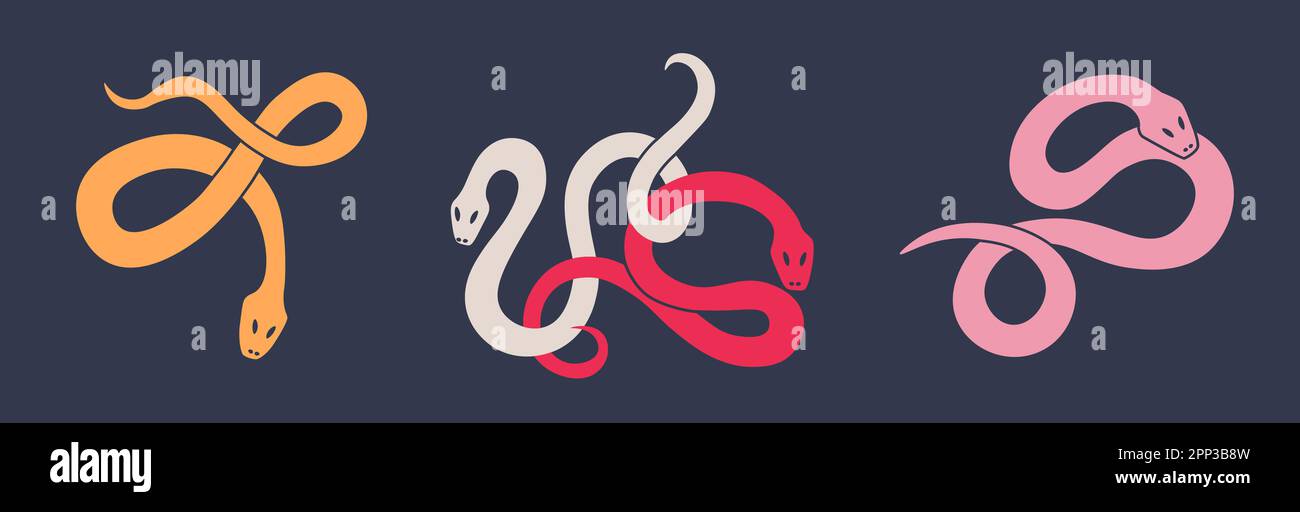 Twisted snake silhouettes. Flat vector illustration for design Stock ...