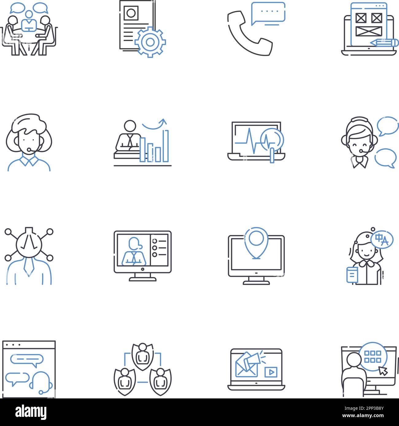 Booming workplace line icons collection. Innovative, Productive ...
